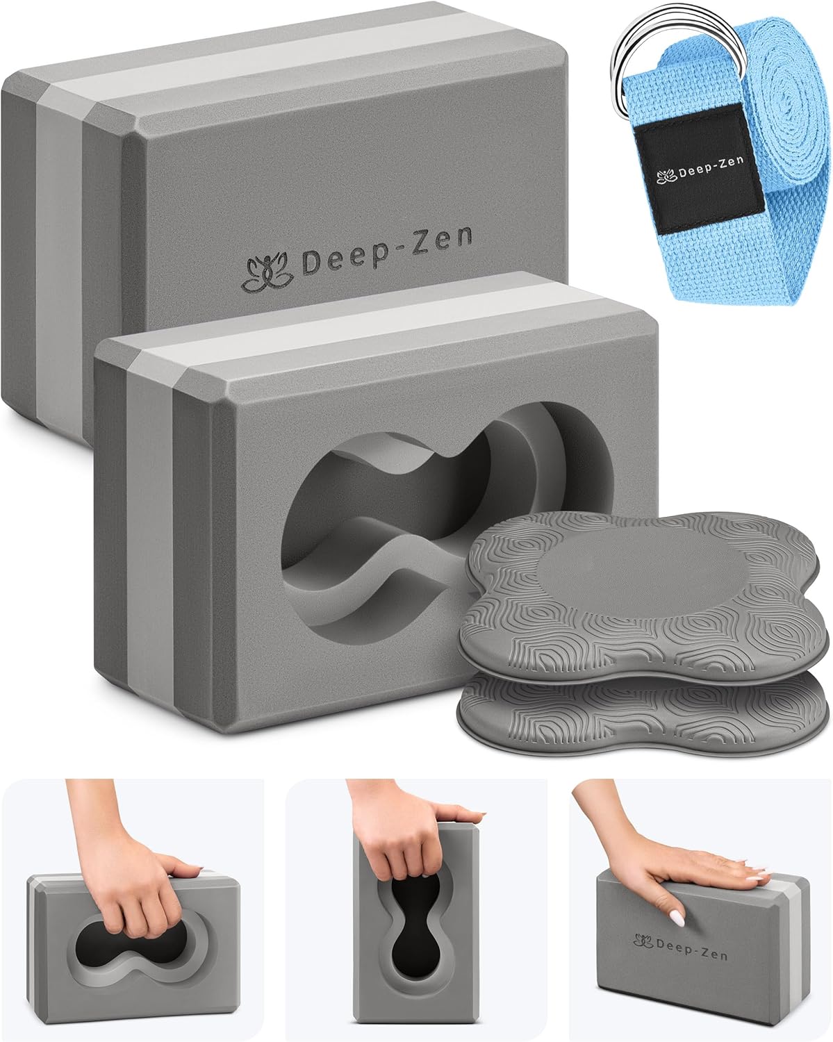 Deep-Zen® Yoga Blocks Wrist Support 2 Pack with Knee Pads - Yoga Gear